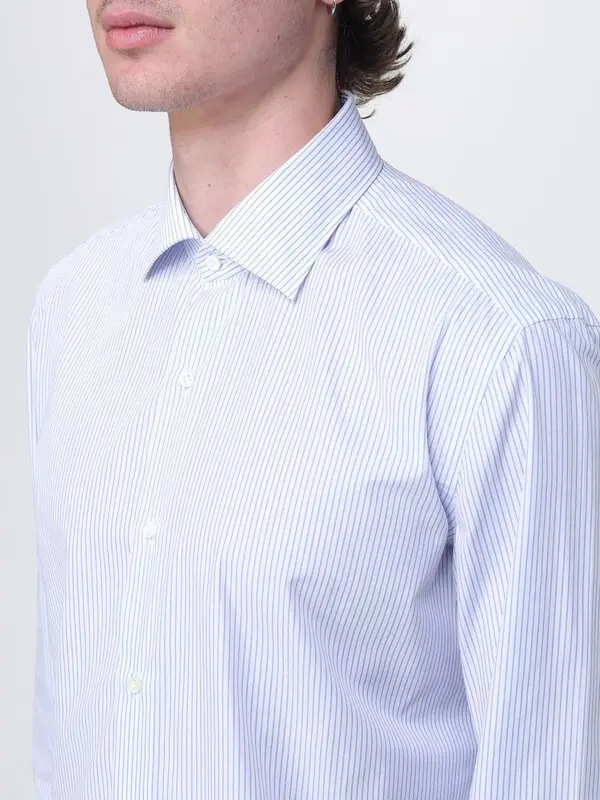 LUIGI BORRELLI Striped Cotton Shirt - Blue