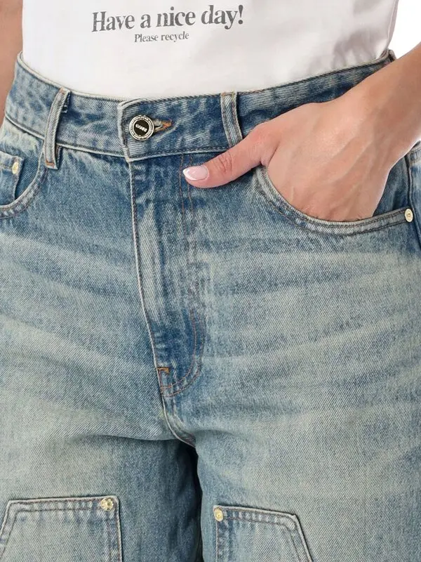 GANNI Audri High-waisted Baggy Cargo Jeans In Organic Cotton Denim