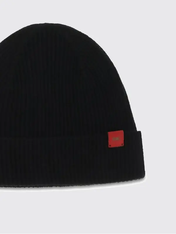 Kiton Ribbed Merino Wool Beanie With Applied Logo
