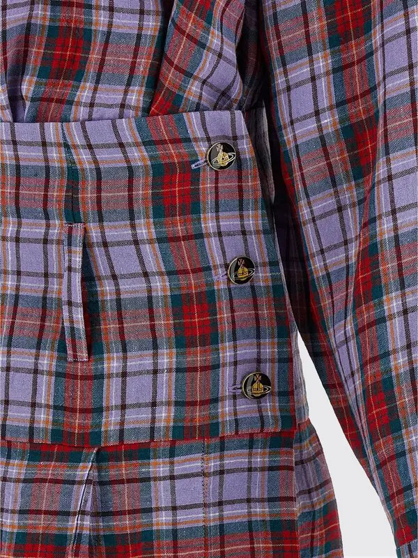 VIVIENNE WESTWOOD Linen Check Pattern Mini Dress