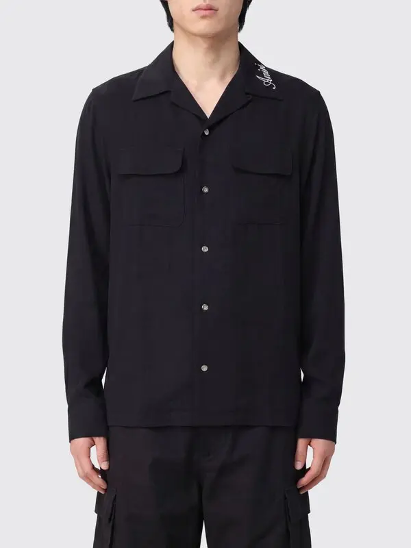 Amiri Long-sleeve Polyester Shirt With Cuban Collar And Flap Pockets