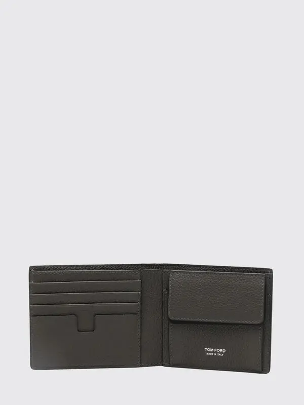 TOM FORD Bifold Calf Leather Wallet With Coin Pocket And Laminated Logo
