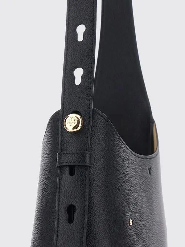 Tory Burch Romy Grained Leather Hobo Bag With Engraved Double T Logo