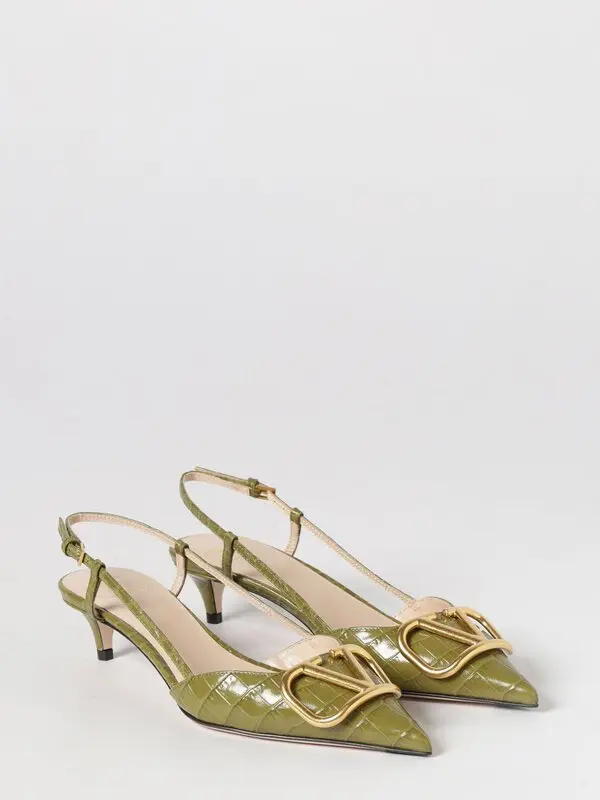 Valentino Garavani Vlogo Signature Slingback In Croc-effect Leather