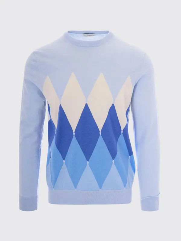 BALLANTYNE Diamond Pattern Cotton And Cashmere Knit Jumper - Blue