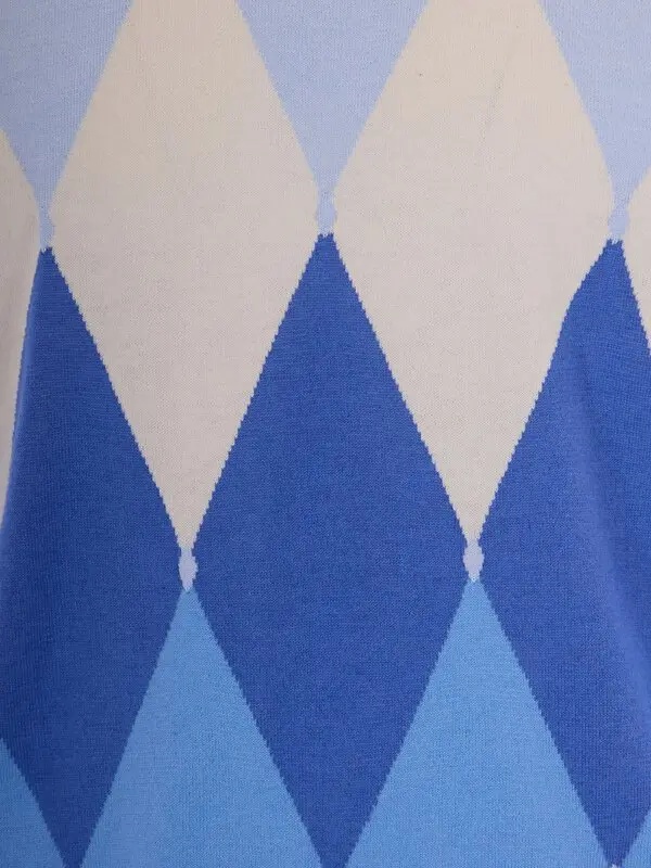 BALLANTYNE Diamond Pattern Cotton And Cashmere Knit Jumper - Blue