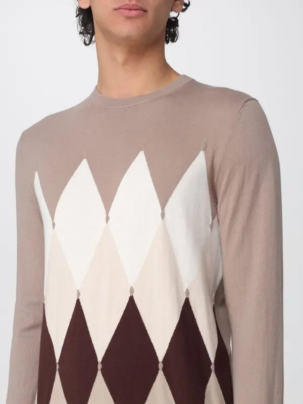 BALLANTYNE Diamond Pattern Cotton And Cashmere Knit Jumper - Sand