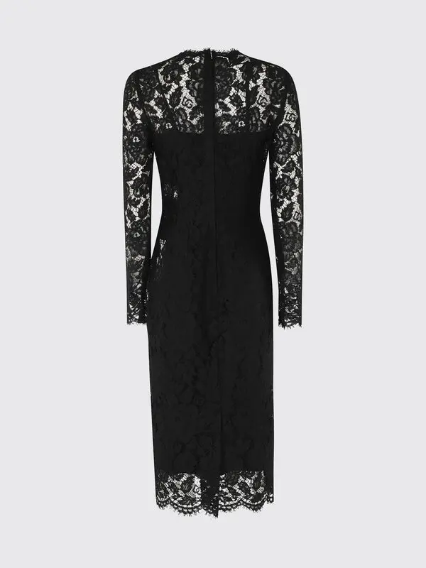 Dolce & Gabbana Long-sleeved Lace Midi Sheath Dress - Black