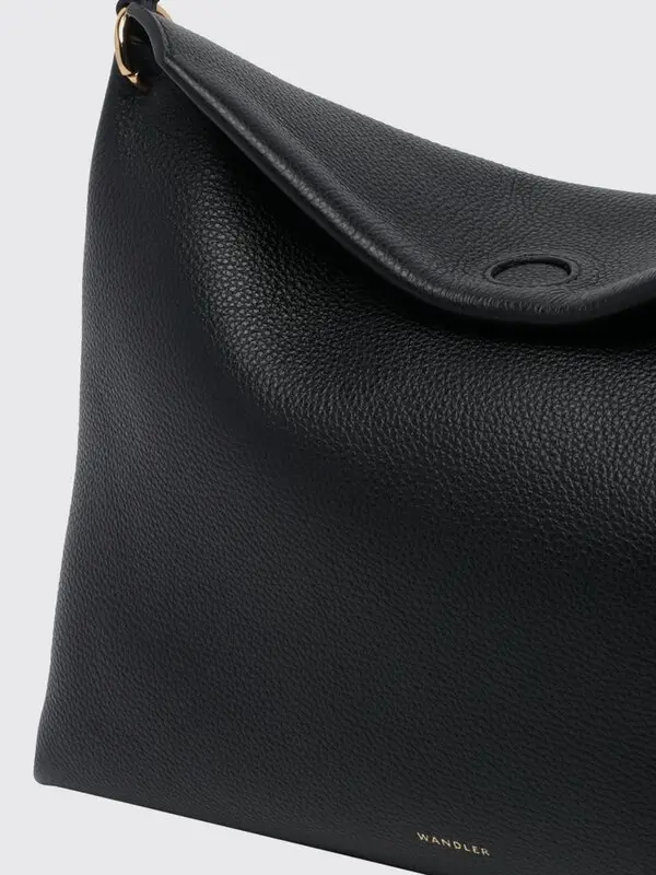 WANDLER Penelope Small Calf Leather Shoulder Bag With Flap Closure - Black