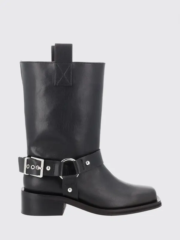 GANNI Recycled Leather Biker Boots - Black