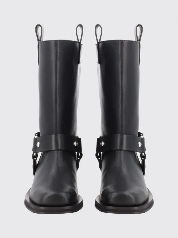 GANNI Recycled Leather Biker Boots - Black