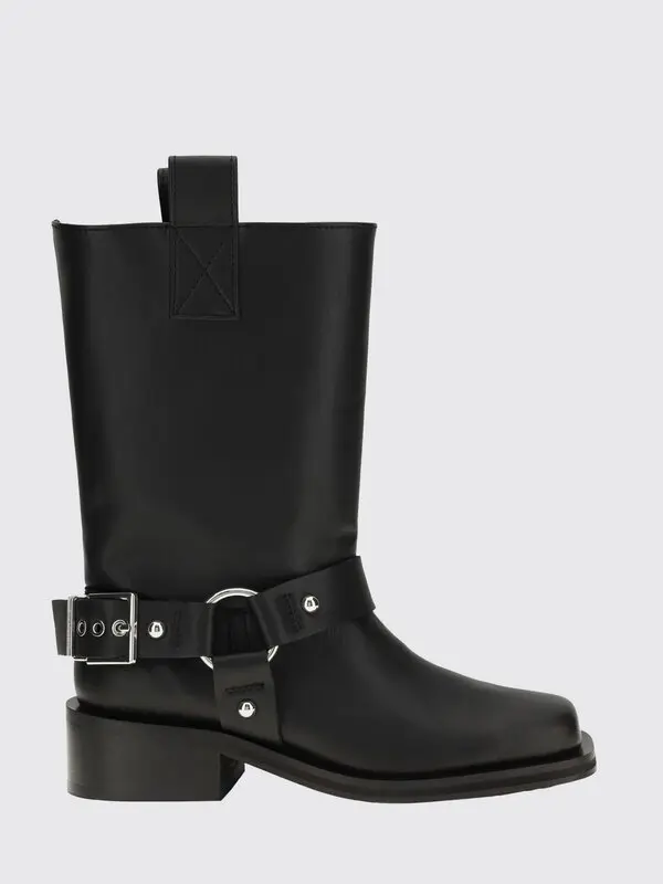 GANNI Recycled Leather Biker Boots - Black