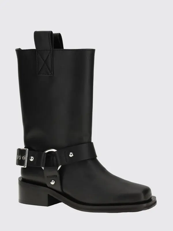 GANNI Recycled Leather Biker Boots - Black