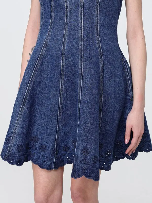 SELF-PORTRAIT Cotton Denim Shirtdress
