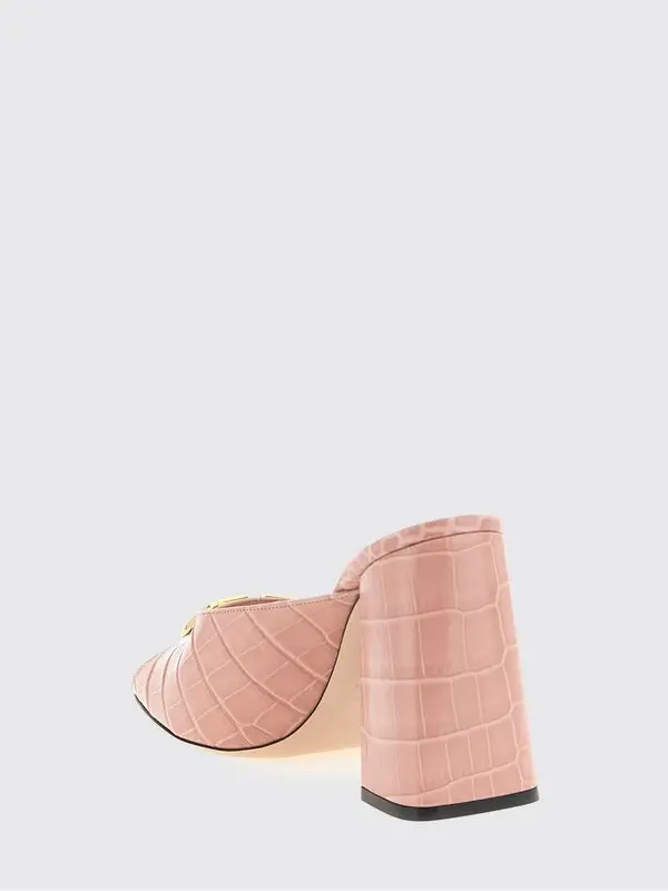 Valentino Garavani Vlogo Signature Croc Effect Leather Mules - Pink