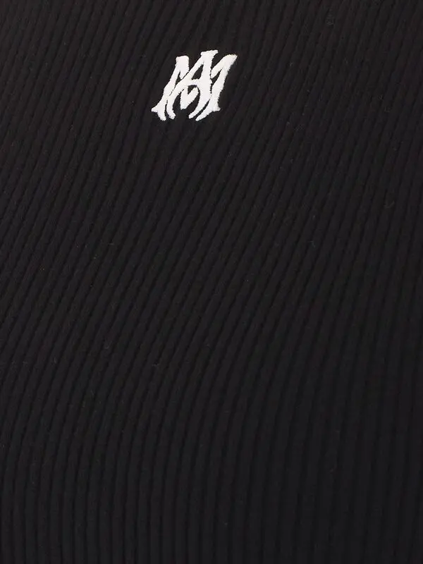 Amiri Slim Fit Ribbed-knit Top With Embroidered Monogram