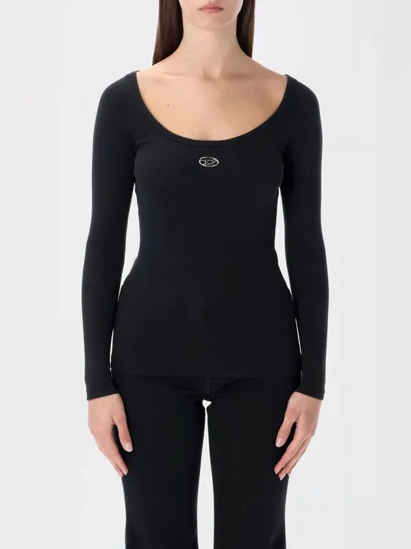 DIESEL® Long Sleeve T-shirt With Logo Detail - Black