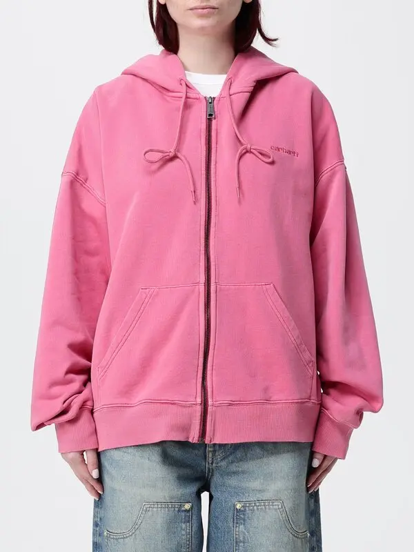 Carhartt Work In Progress Cotton Zip Up Hoodie - Pink