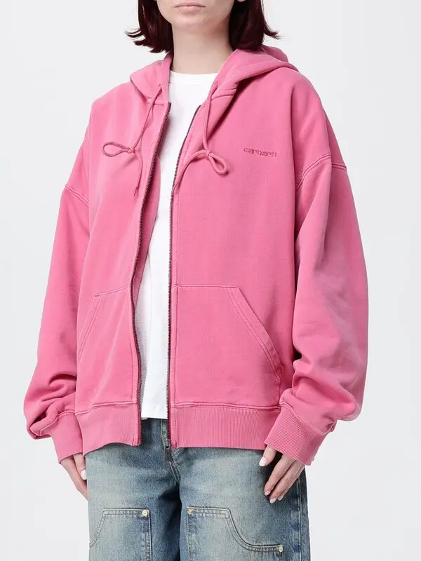 Carhartt Work In Progress Cotton Zip Up Hoodie - Pink