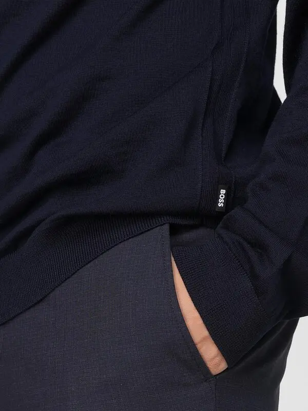 BOSS Fine Knit Turtleneck Sweater - Blue