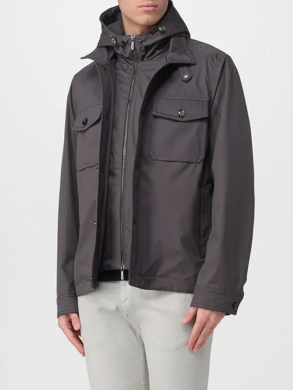 MOORER Lightweight Jacket With Drawstring Hood And Button Closures