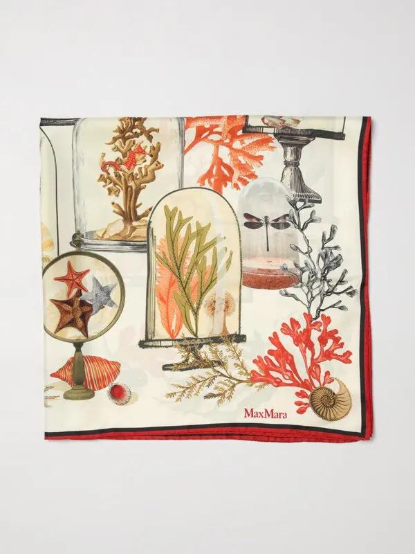 Max Mara Printed Silk Foulard - Beige