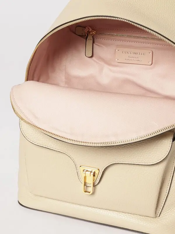 COCCINELLE Beat Generation Grained Leather Backpack - Sand