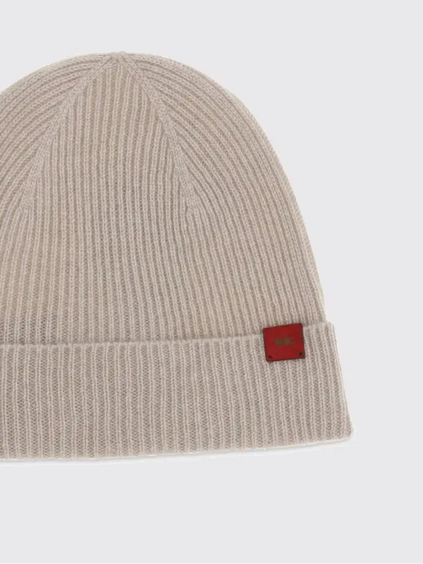 Kiton Ribbed Merino Wool Beanie With Applied Logo