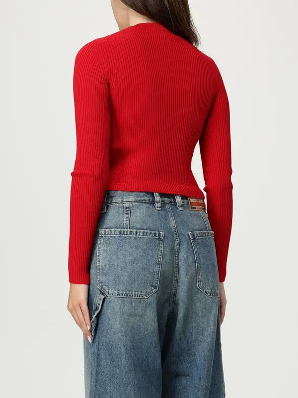 DIESEL® Ribbed Knit Cut-out Top - Red