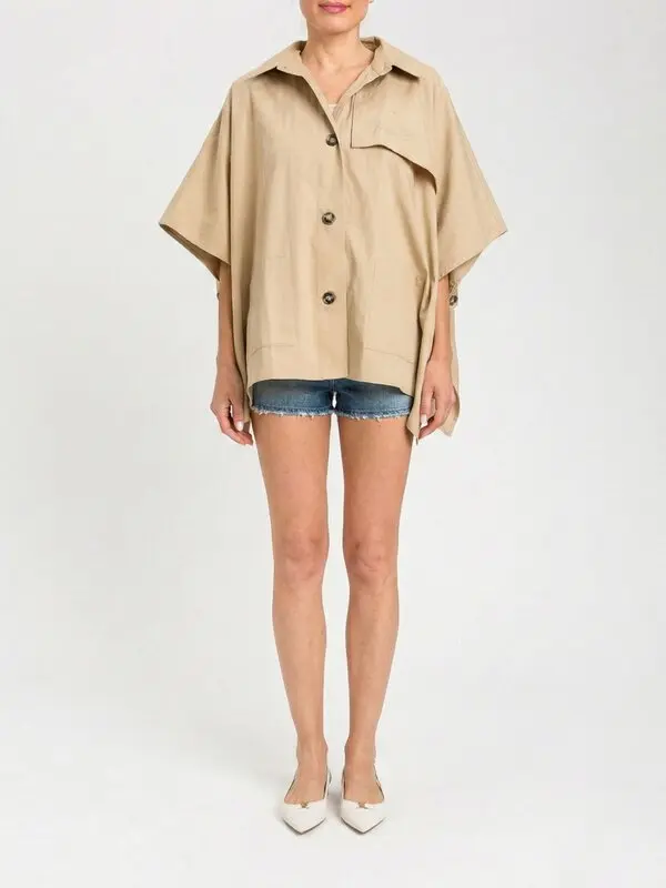 TWINSET Cotton Gabardine Poncho Trench Coat