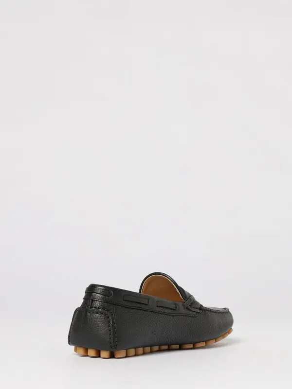 Valentino Garavani Driver Loafers In Grained Leather - Black