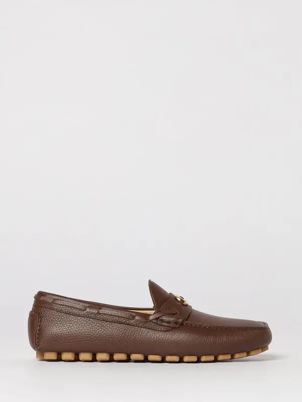 Valentino Garavani Grained Leather Driver Loafers - Brown