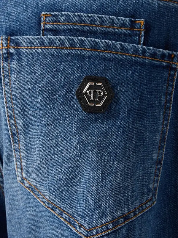 Philipp Plein Distressed Wide Leg Jeans - Blue