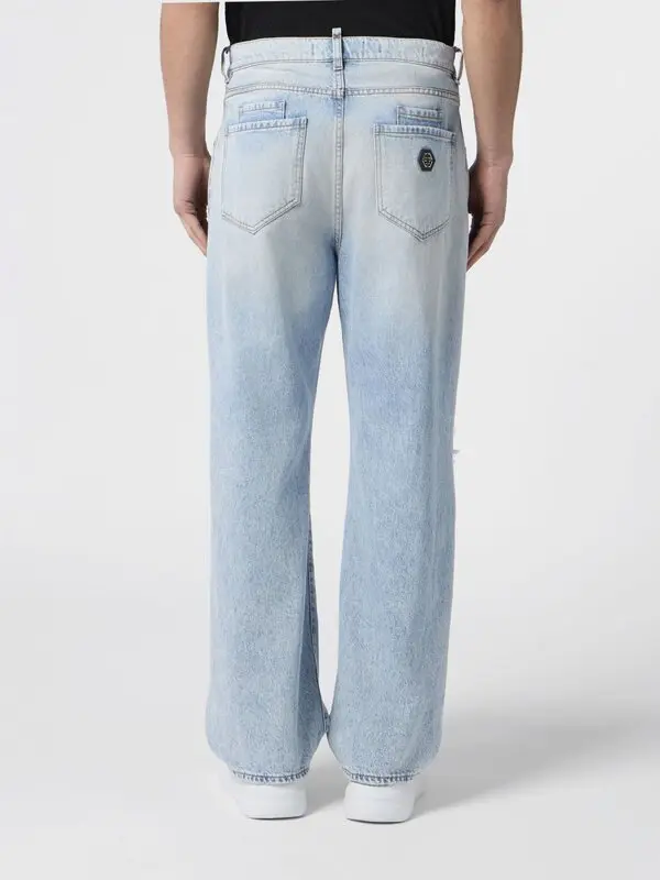 Philipp Plein Distressed Wide-leg Jeans - Denim