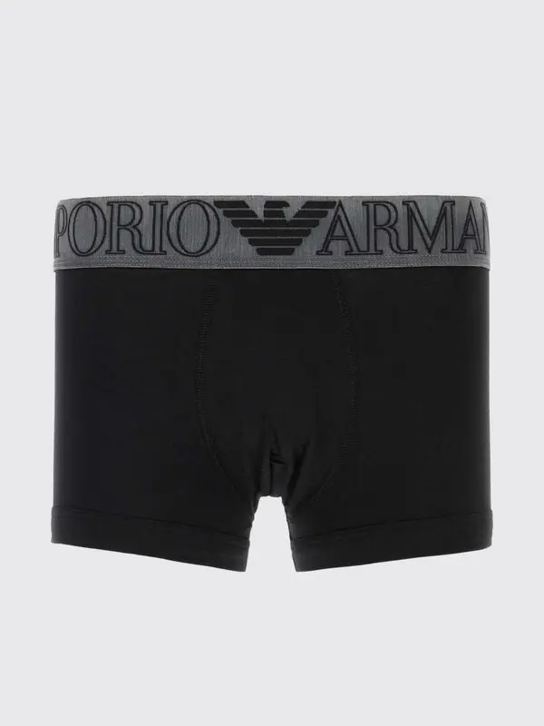 Emporio Armani Cotton Boxers With Logo - Black