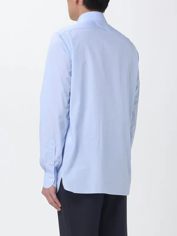 LUIGI BORRELLI Classic Striped Cotton Shirt - Sky