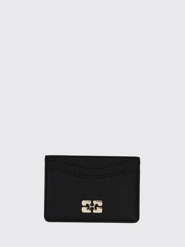 GANNI Butterfly Logo Recycled Leather Card Holder - Black
