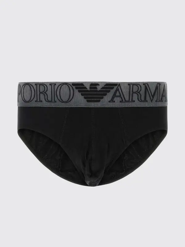 Emporio Armani Cotton Briefs With Logo - Black
