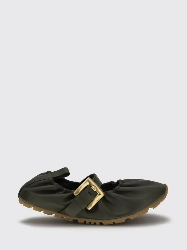Balmain Leather Ballerinas - Olive