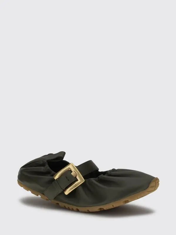 Balmain Leather Ballerinas - Olive