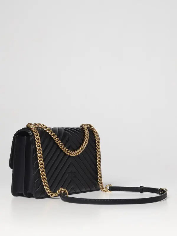 Pinko Quilted Leather Shoulder Bag With Chain Strap