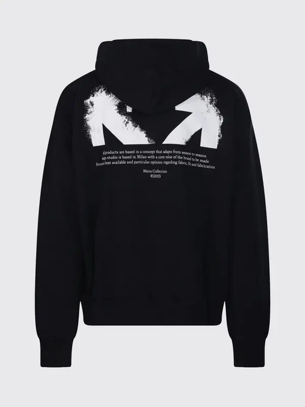 Off-White Printed Cotton Hoodie - Black