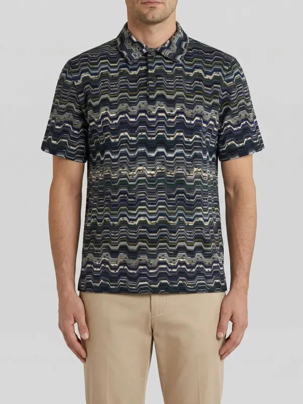 Missoni Striped Cotton Polo Shirt - Blue