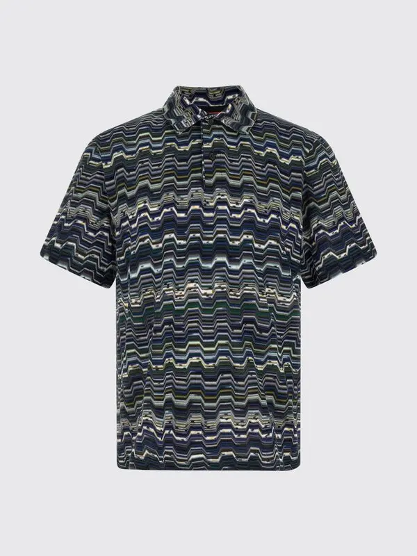 Missoni Striped Cotton Polo Shirt - Blue