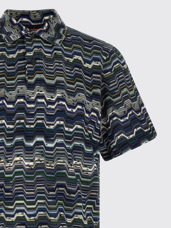 Missoni Striped Cotton Polo Shirt - Blue
