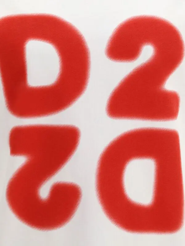 Dsquared2 Slim Fit Short-sleeved Cotton T-shirt With Printed Logo - White