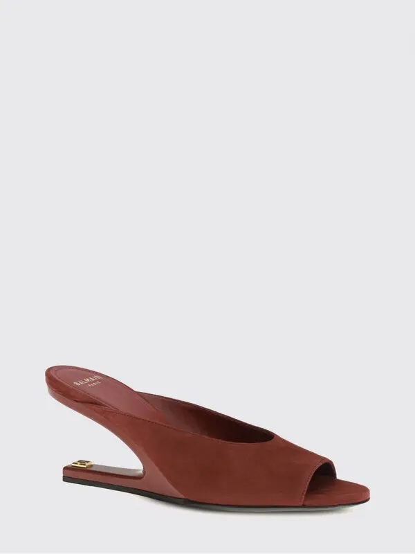 Balmain Suede Mules - Red
