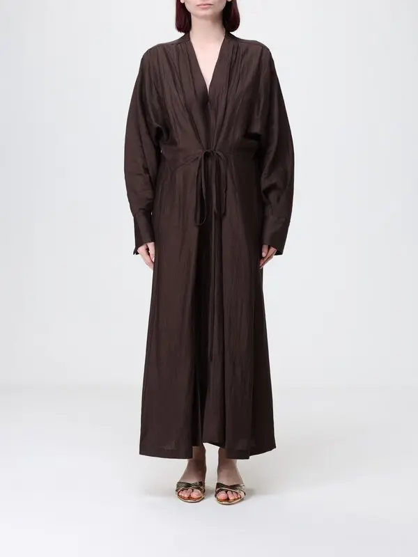 TELA Linen Blend Midi Dress - Brown