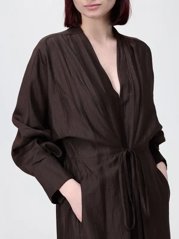 TELA Linen Blend Midi Dress - Brown