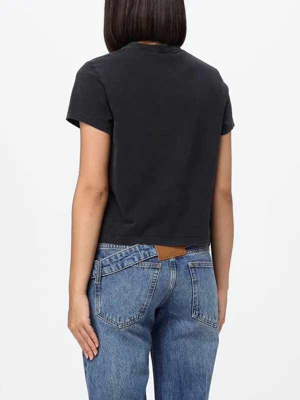 Alexander Wang Crewneck Cotton T-shirt With Contrast Logo - Black